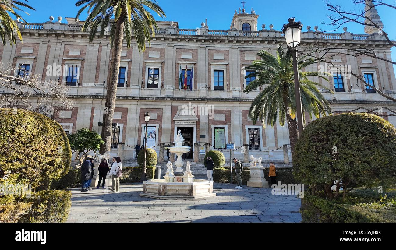 Front entrance of the General Archive of the Indies or Archivo de ...