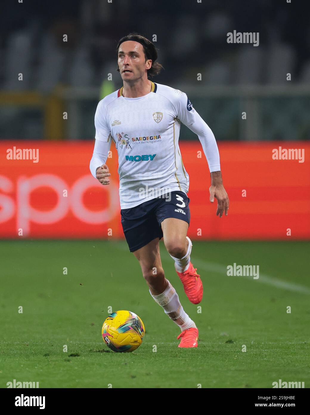 Turin, Italy, 24th January 2025. Tommaso Augello of Cagliari Calcio ...