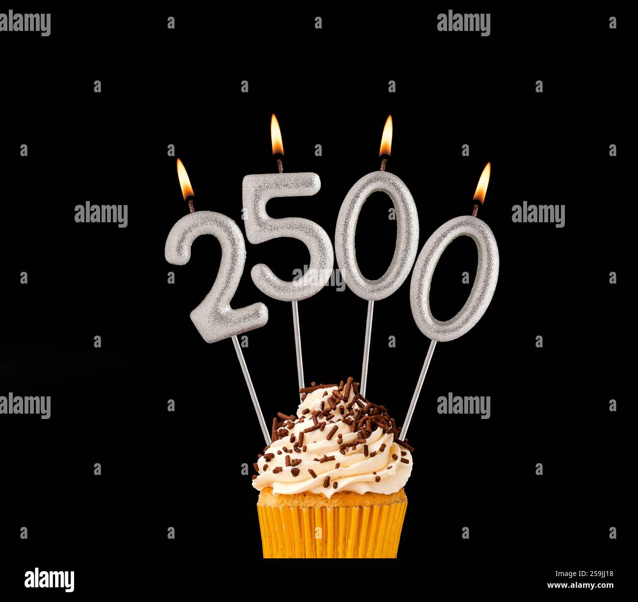 Candles forming the number 2500 - Black background Stock Photo - Alamy