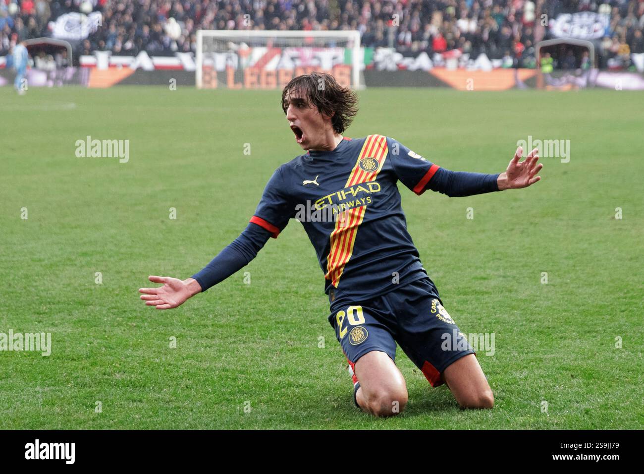 MADRID, SPAIN - January26: Bryan Gil of Girona celebrates a goal during ...