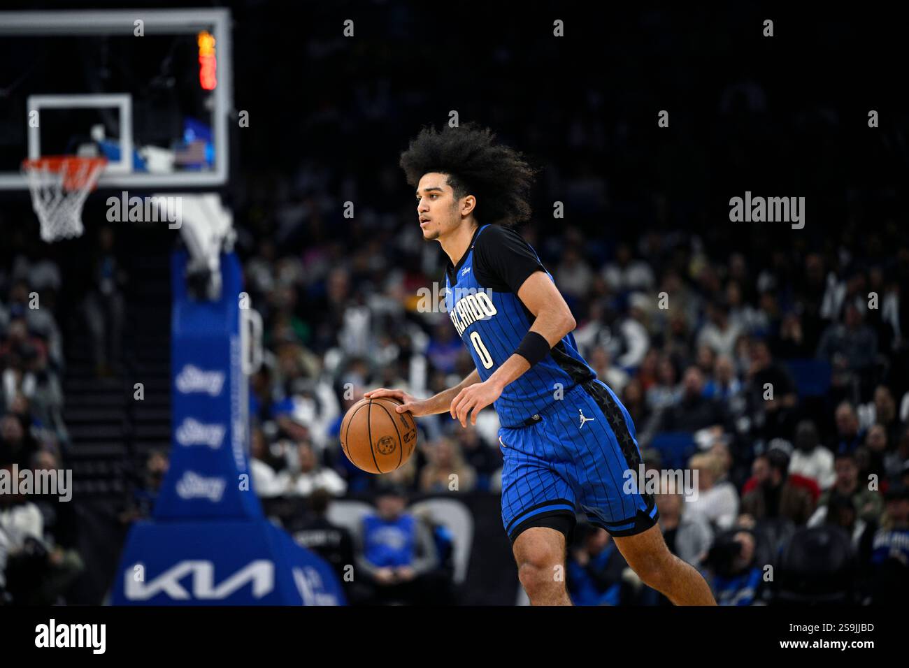 Orlando Magic guard Anthony Black (0) brings the ball up the court ...