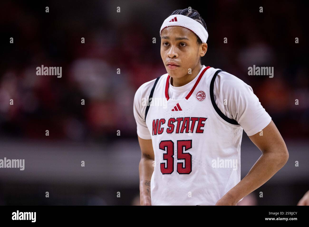 January 26, 2025: NC State guard Zoe Brooks (35) lines up for a free ...