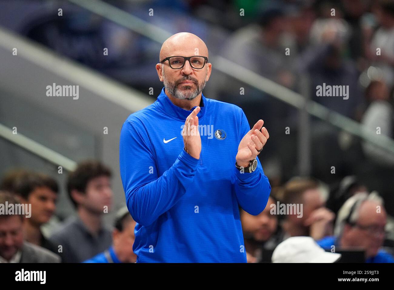 Dallas Mavericks head coach Jason Kidd reacts during the first half of ...