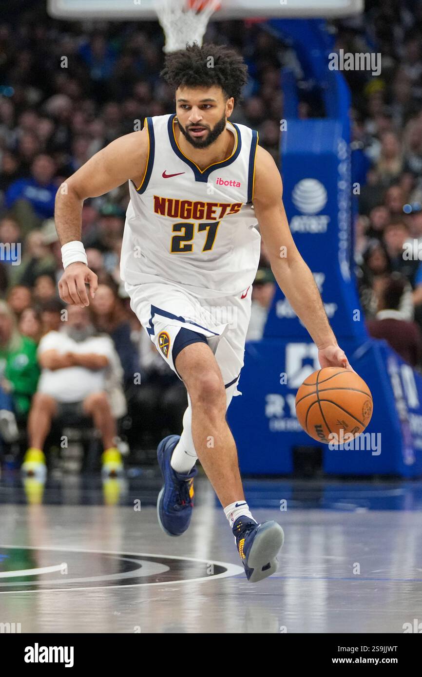 Denver Nuggets guard Jamal Murray dribbles during the second half of an ...