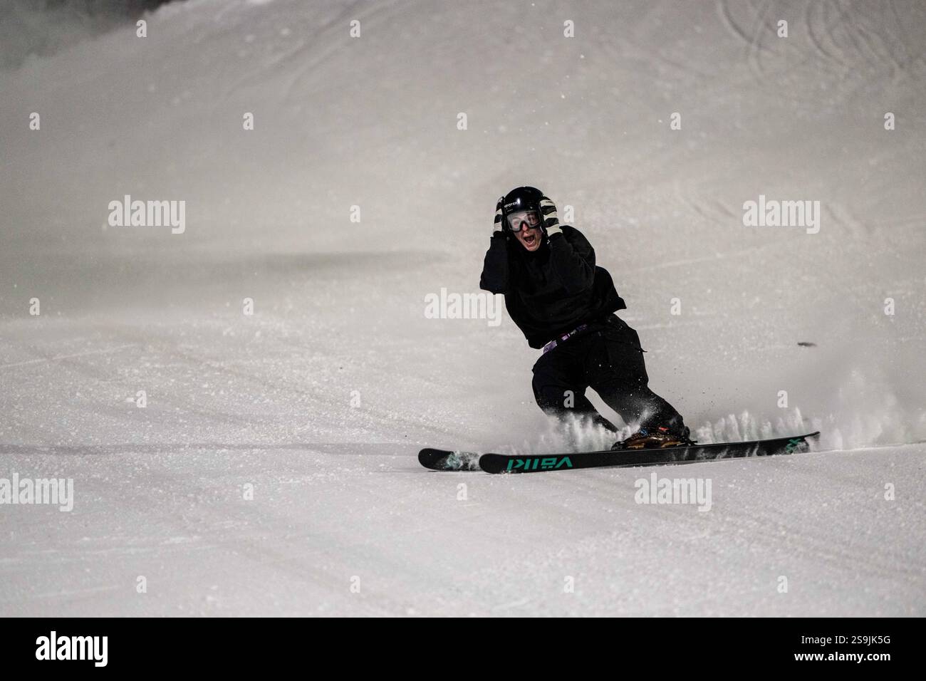 January 25, 2025, Aspen, Colorado, USA: X Games rookie LUCA HARRINGTON ...