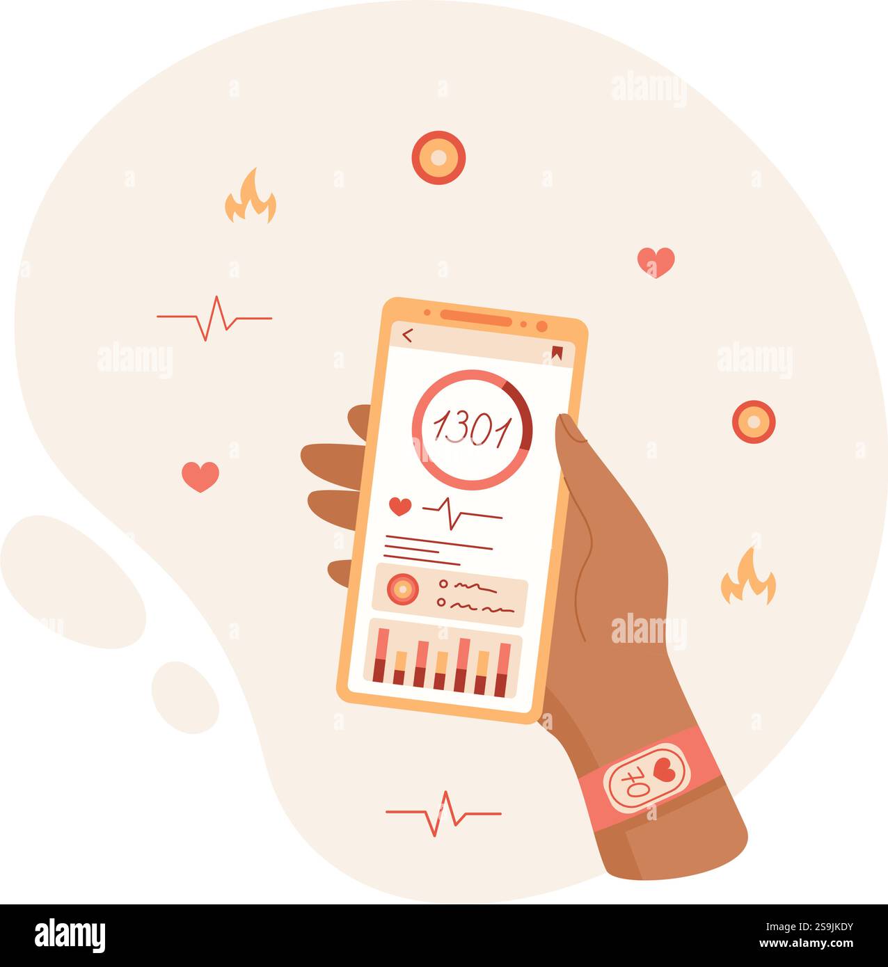 Fitness app phone Stock Vector Images - Alamy