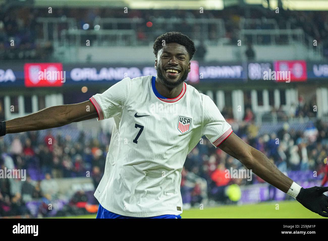 Orlando, Florida, January 22, 2025, USA forward Patrick Agyemang #7 ...