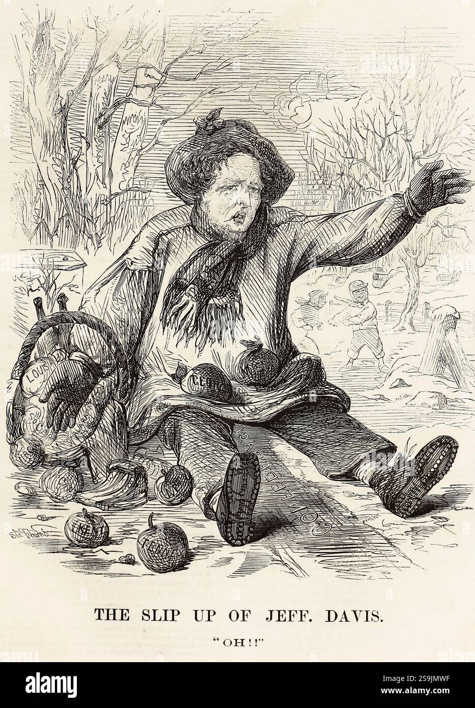 The slip up of Jeff Davis - Political Cartoon 1862 American Civil War ...