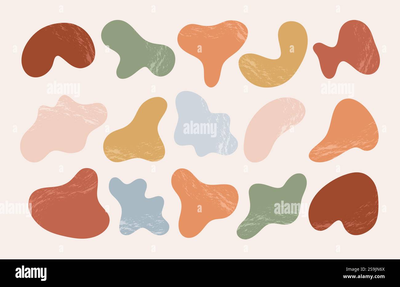 Abstract freeform collection. Set of beige amoeba. Modern figure for ...