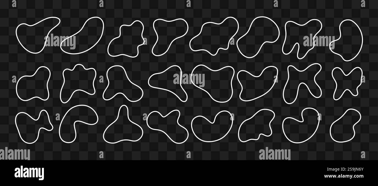 Freeform Set Collection Of Hand Drawn Outline Abstract Irregular Blobs