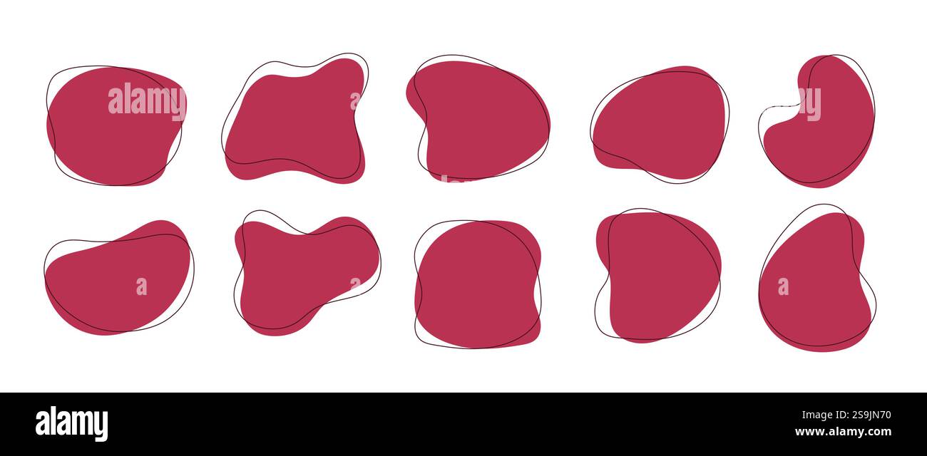 Set of Freeform or irregular blob. Simple liquid amorphous splodge. Basic stains geometric. Flat ...