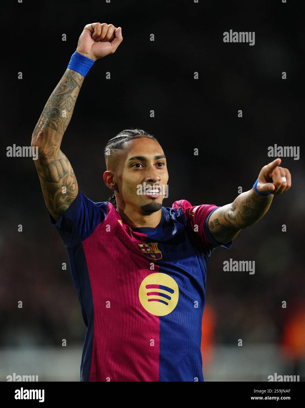 Raphael Dias Belloli Raphinha of FC Barcelona celebrates after scoring ...