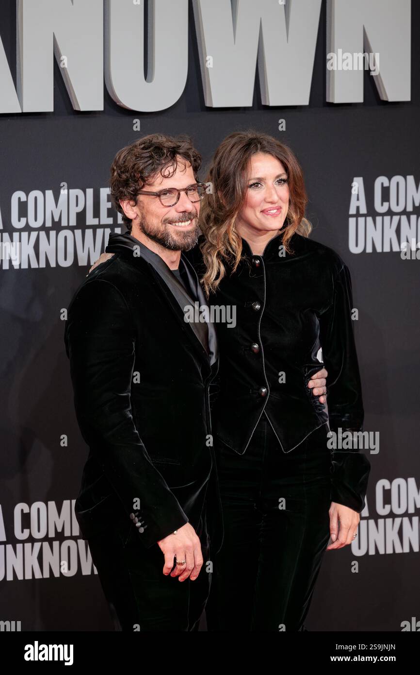 Italian actor Francesco Montanari and his partner Federica Sorino during the Italian premiere of ...
