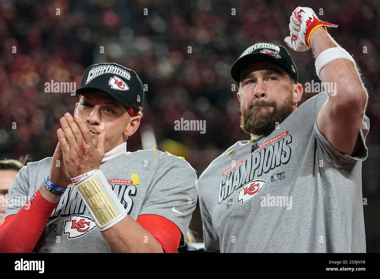 Kansas City Chiefs quarterback Patrick Mahomes and tight end Travis ...