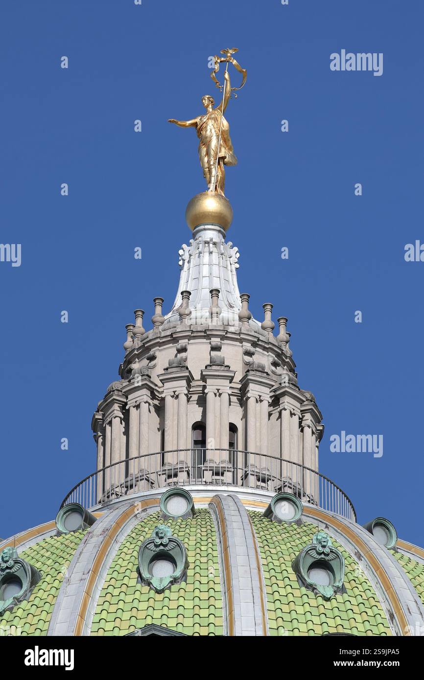 Harrisburg, United States. 26th Jan, 2025. The gilded brass statue ...