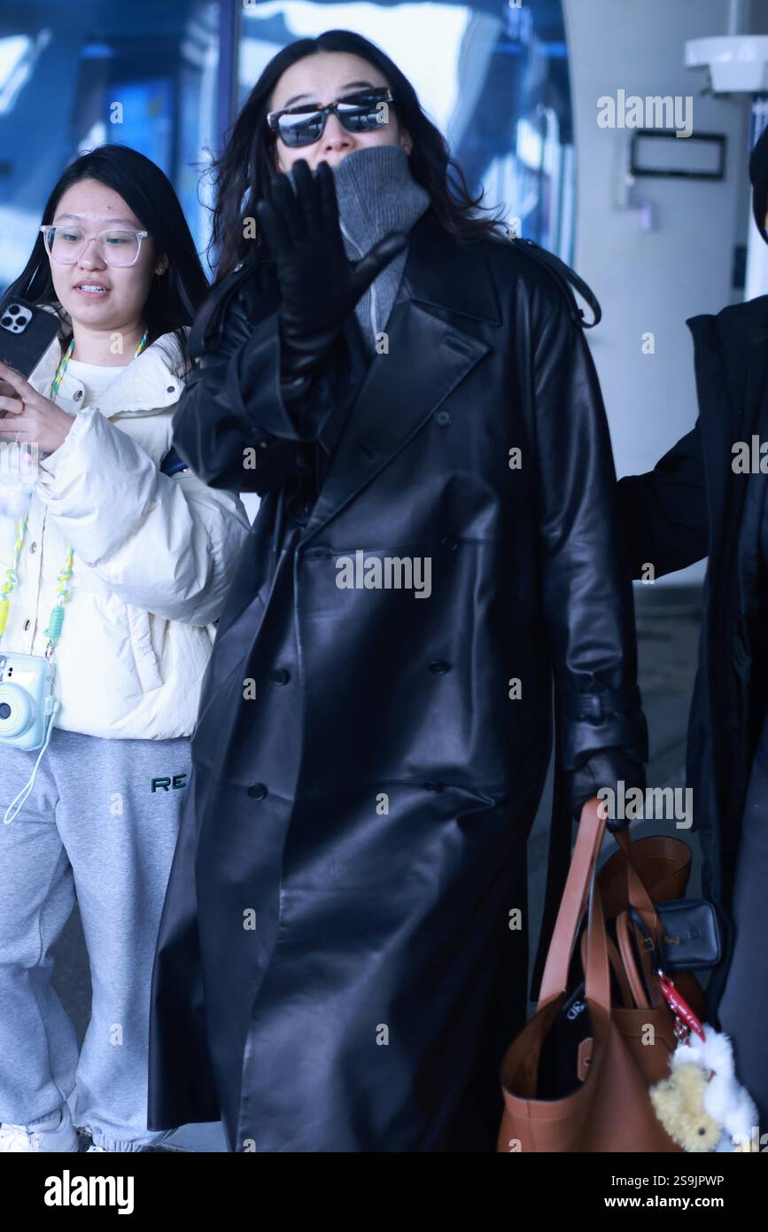 Chinese actress and singer Song Jia appears at the airport in Beijing ...