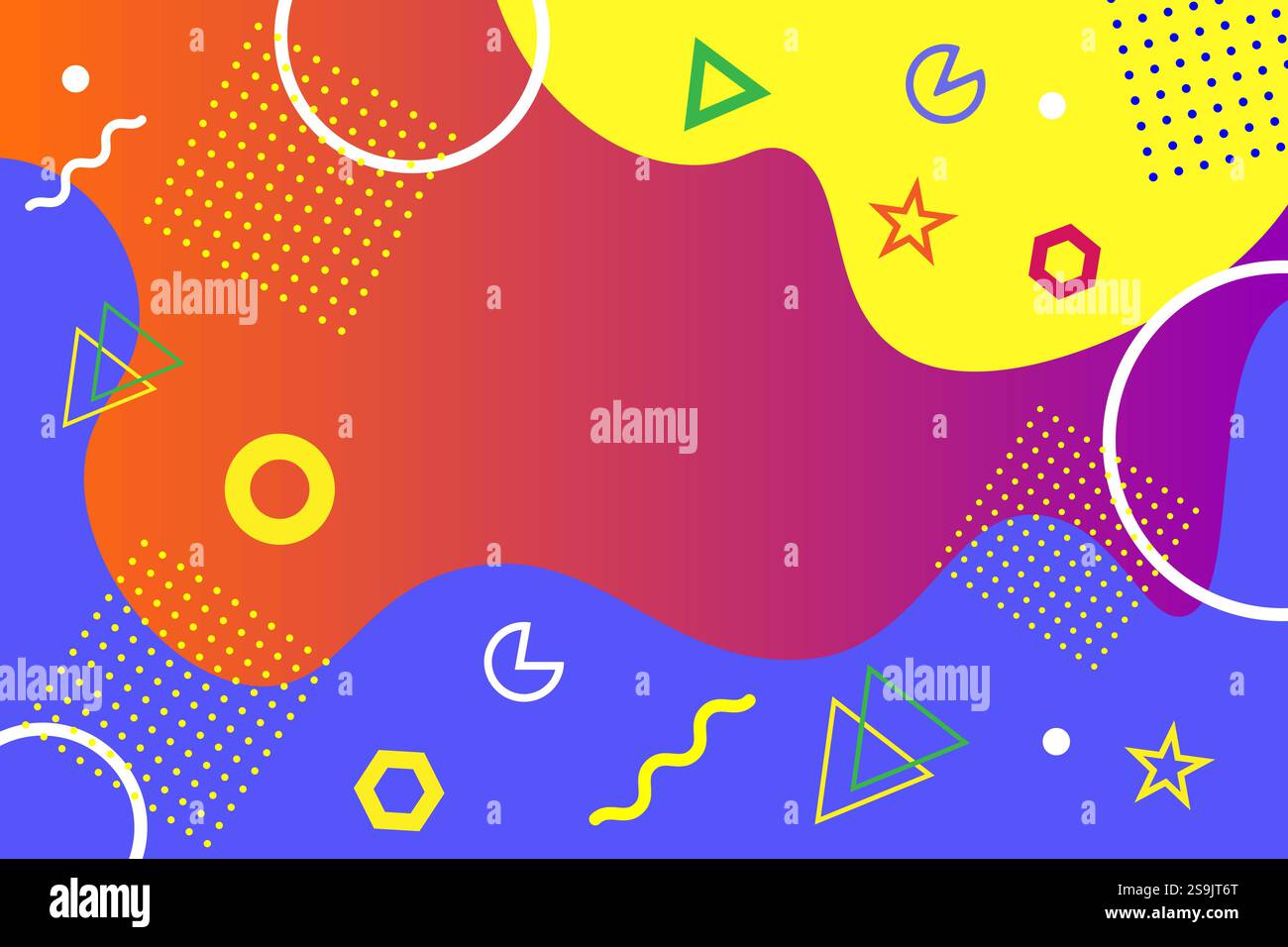 abstract colorful background with circles, triangle, and square drawn ...