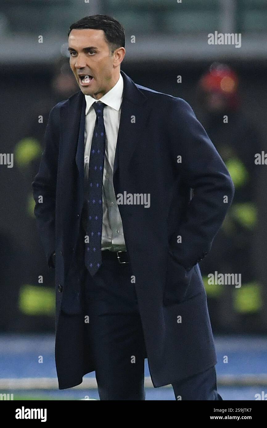 Fiorentina Coach Raffaele Palladino reacts during the Serie A match ...