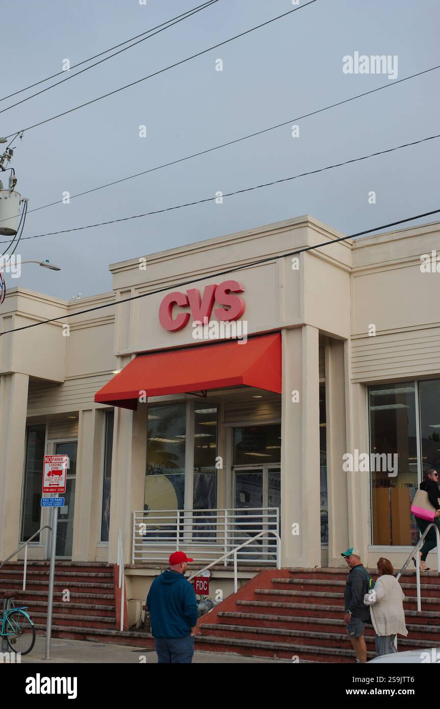 CVS Drug Store Street outside view from across the street. Downtown Key ...