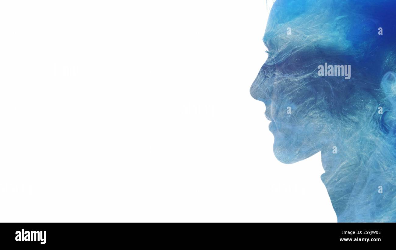 Spiritual enlightenment. Esoteric energy. Blue glitter ethereal mist ...