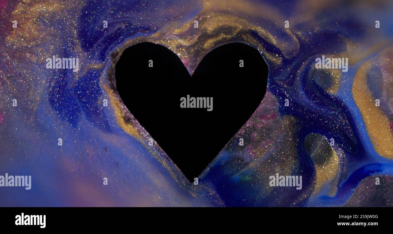 Heart background. Multicolor texture. Defocused blue golden black shape ...