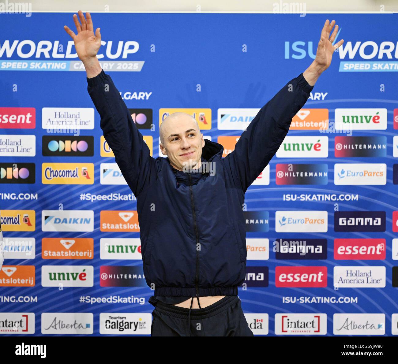 Timothy Loubineaud of France, celebrates during an award ceremony of ...