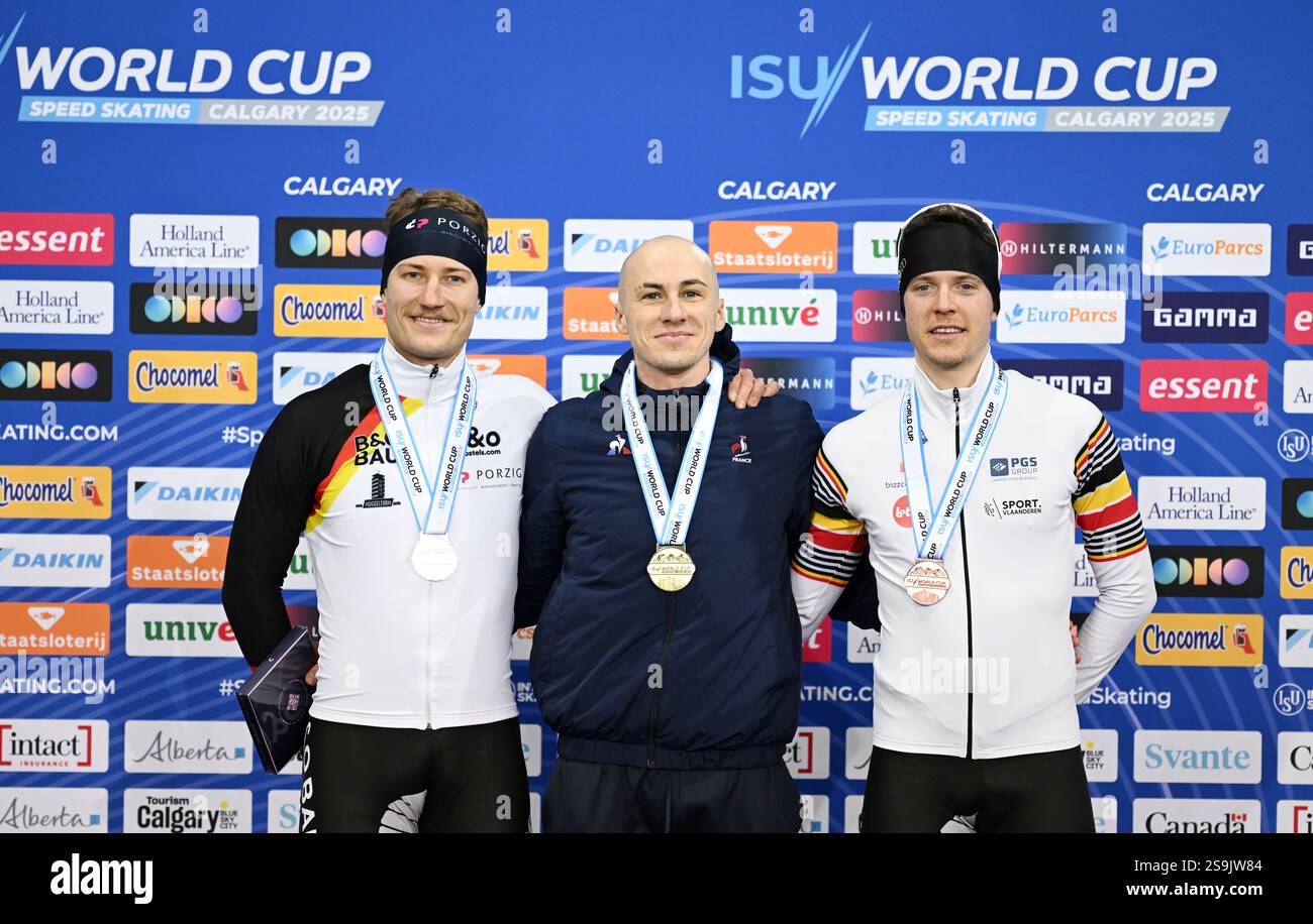 (L-R) Fridtjof Petzold of Germany, silver, Timothy Loubineaud of France ...