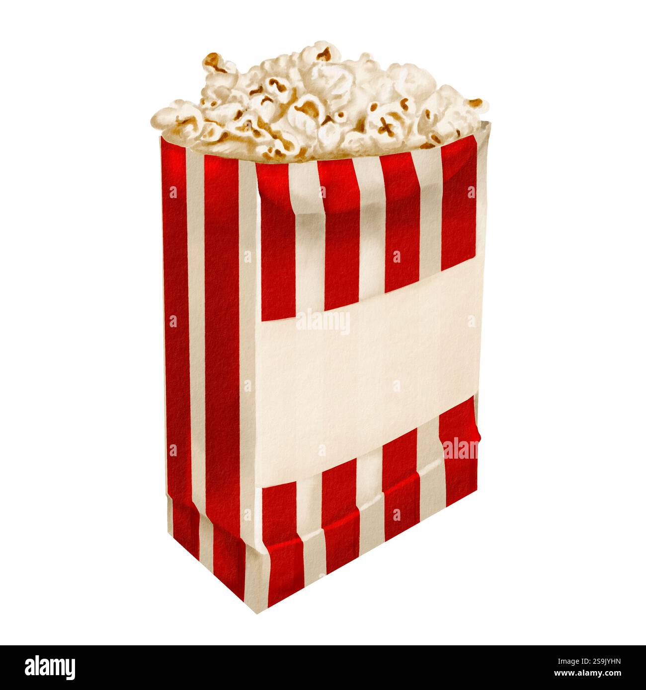 Popcorn in a package. Snack in a paper bag. Watercolor illustration ...
