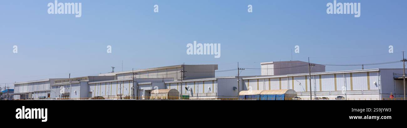 Wide angle of factory industry, Modern geometric warehouse, Wide angle ...