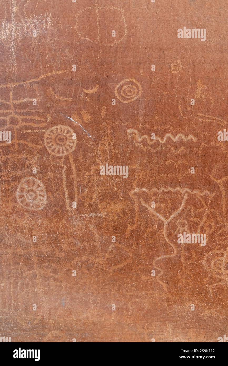 Prehistoric Petroglyphs in the Valley of Fire State Park, Nevada Stock ...