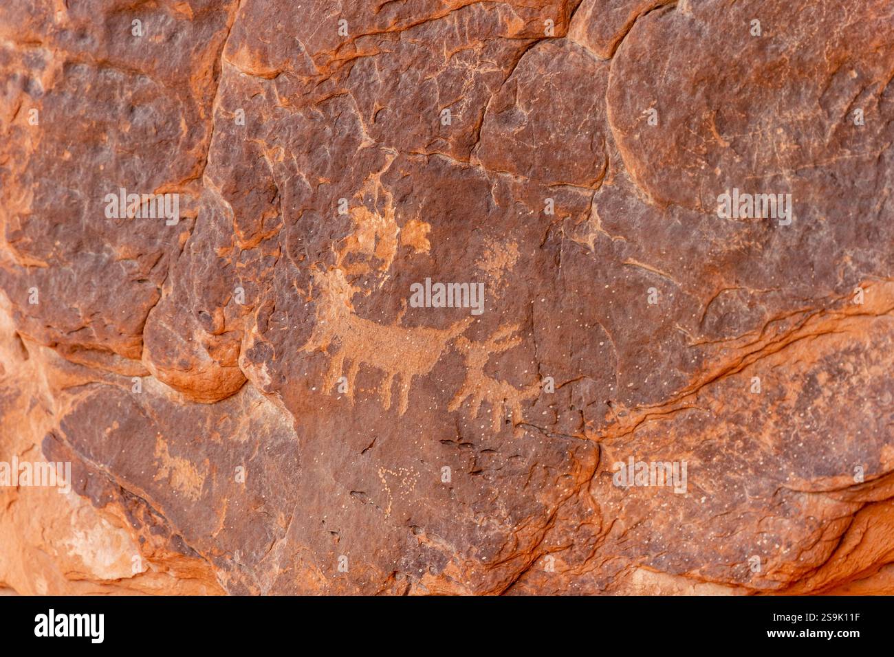 Prehistoric Petroglyphs in the Valley of Fire State Park, Nevada Stock ...