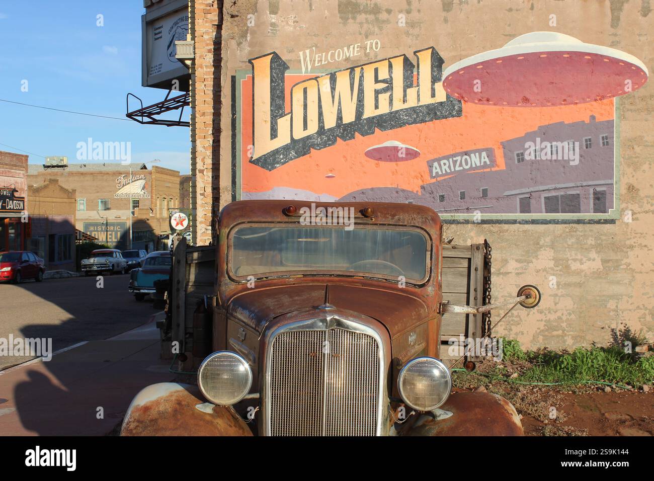 Old truck and mural in Lowell Arizona Stock Photo - Alamy