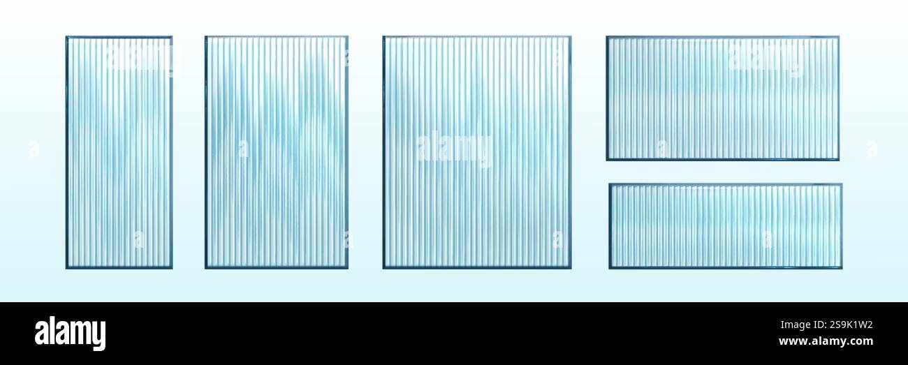 Ribbed glass windows set isolated on white. Vector realistic ...