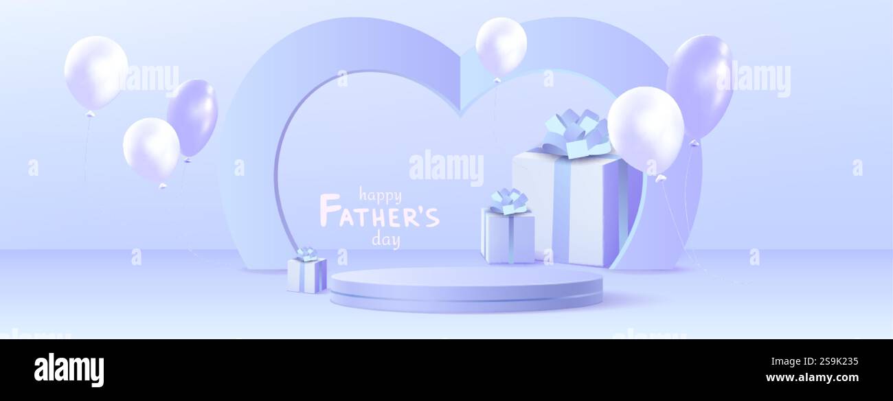 3D Father Day celebration scene with circular podium display, elegant ...