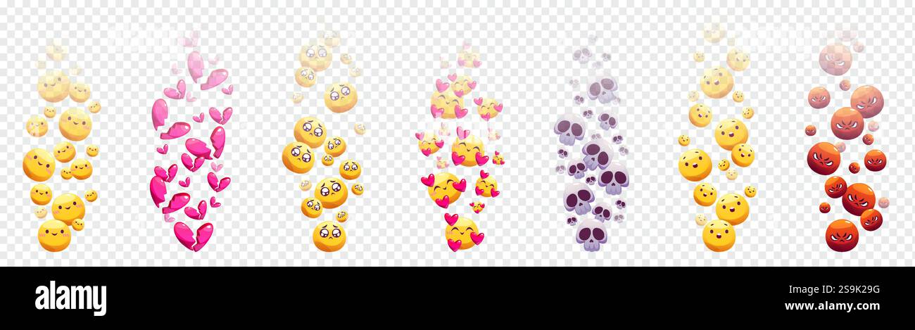 Social media emoji flying isolated on transparent background. Vector ...