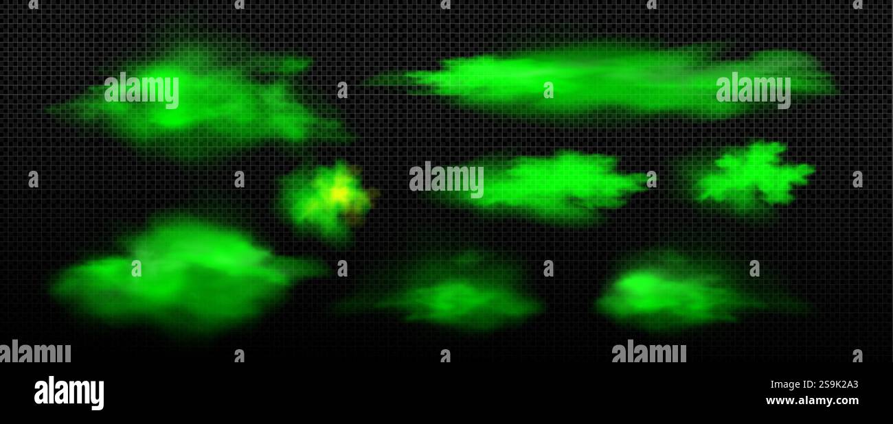 Smell effect set with green mist formations - transparent vaporous ...