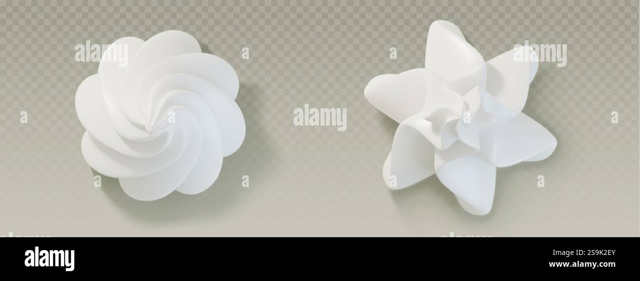 Whipped cream 3d shapes - swirled rosette and star decorative patterns ...