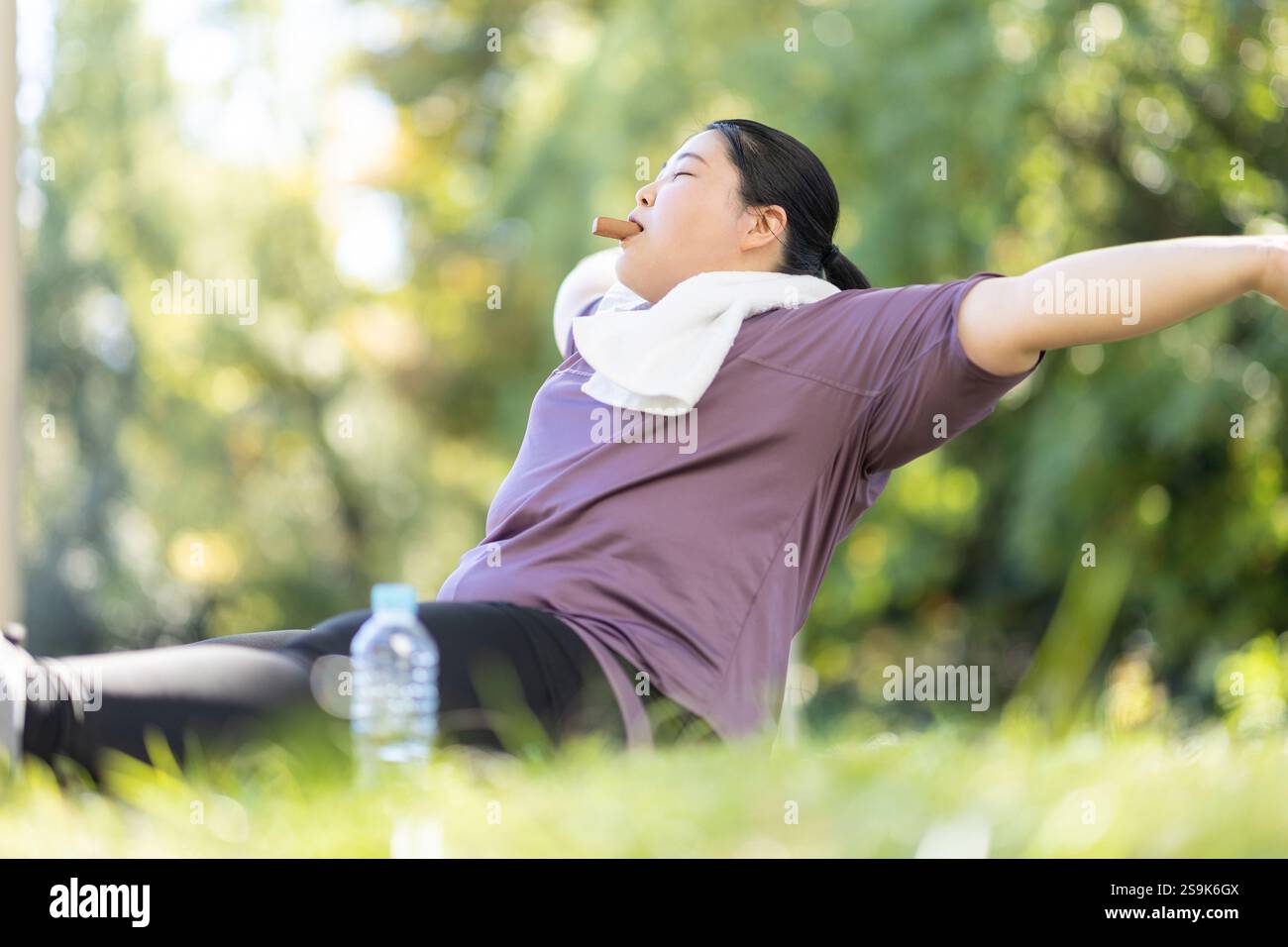 Woman taking a break Stock Photo - Alamy