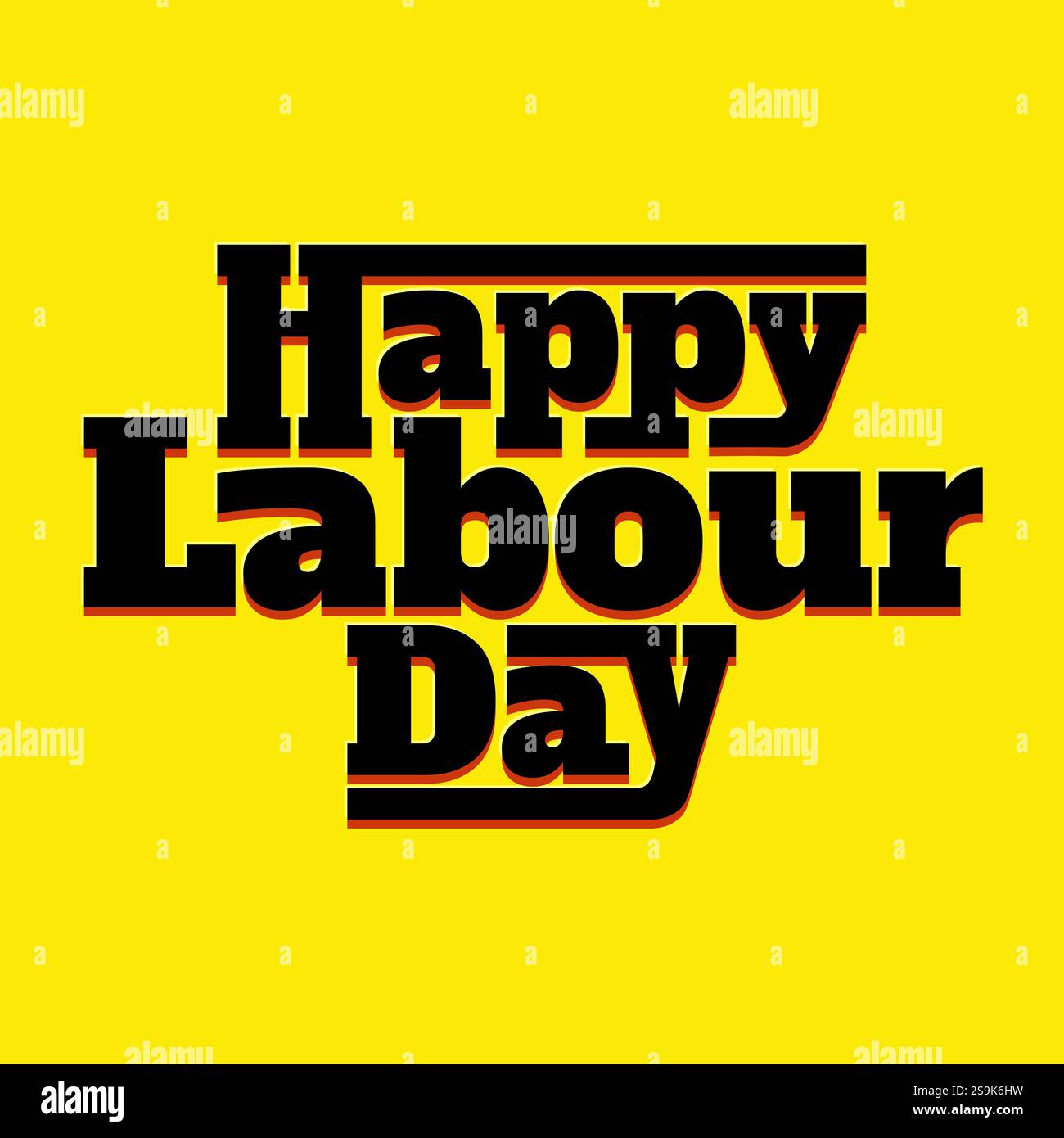 Happy Labour Day typography greeting card on yellow background. 1st May ...