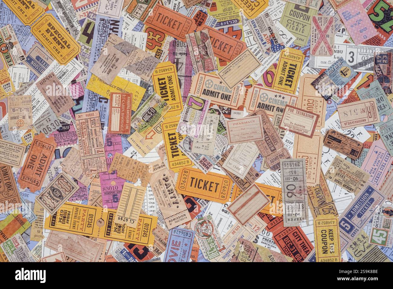 Sibiu, Romania - November 05, 2024. A bunch of vintage tickets from ...