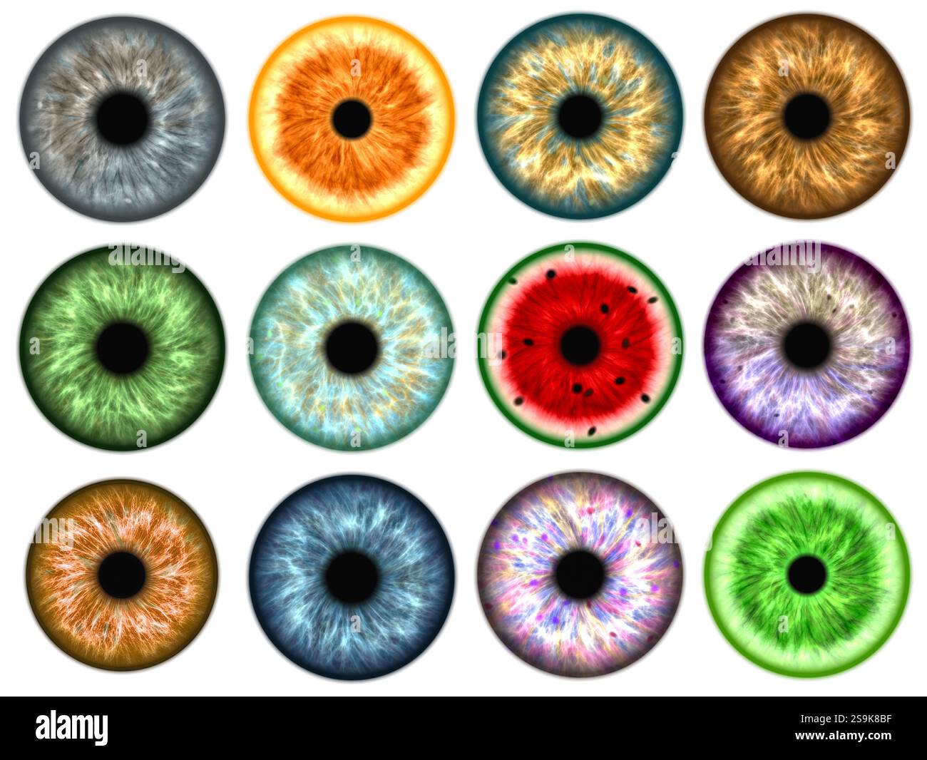 A collection of Illustrations of the human iris. Creative graphic ...