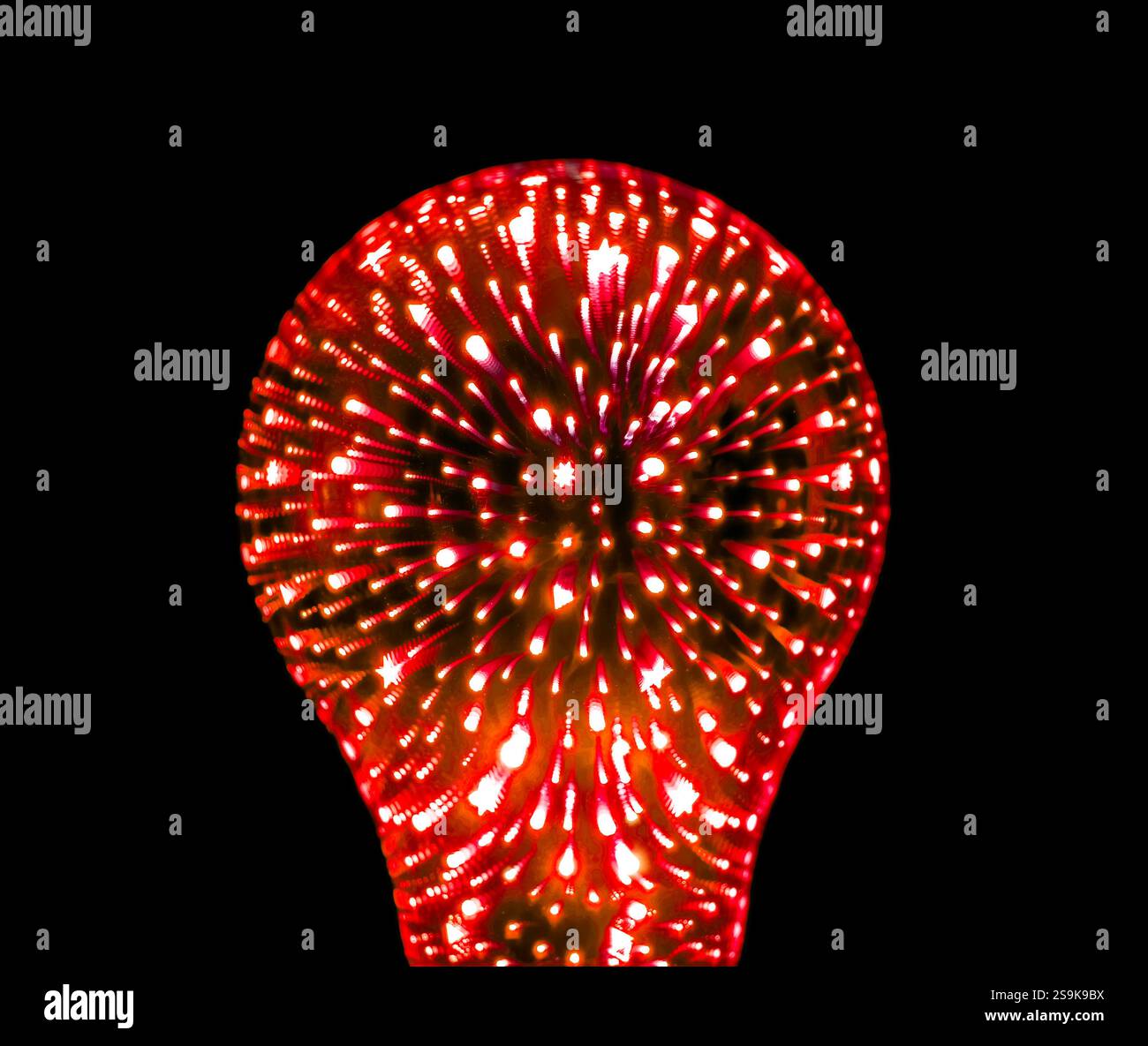 Decorative festive red Infinity 3D Firework light bulb Stock Photo - Alamy