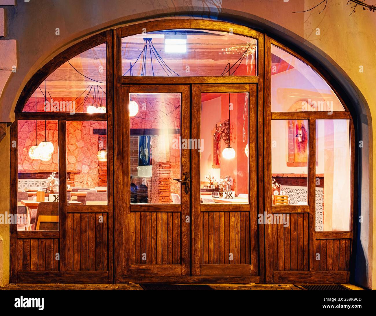 Sibiu, Romania - November 18, 2024. Exterior of a restaurant with ...