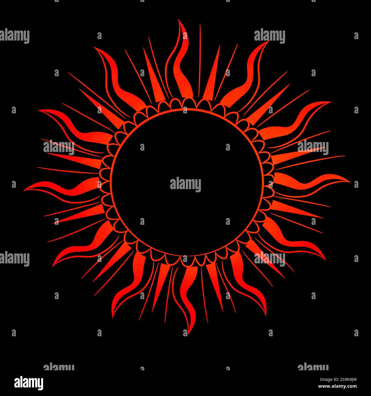 dynamic representation of sun shape, mystical sun crown with tongues of ...