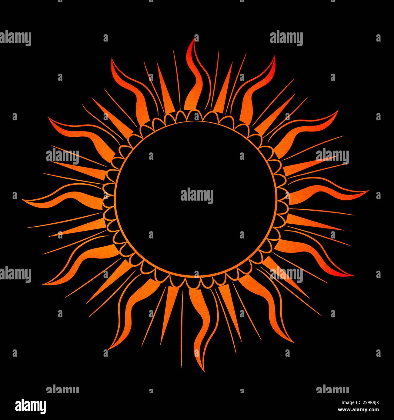 dynamic representation of sun shape, mystical sun crown with tongues of ...