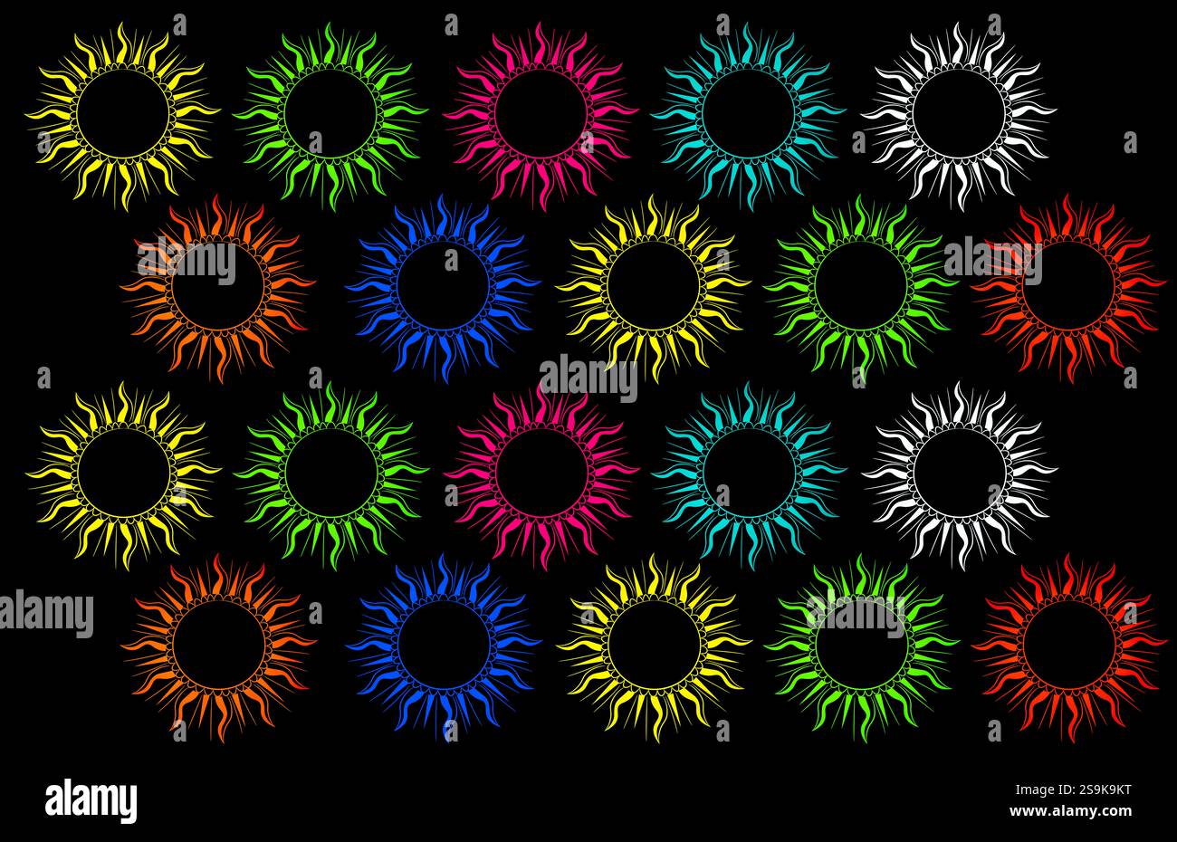 dynamic representation of sun shape, mystical sun crown with tongues of ...