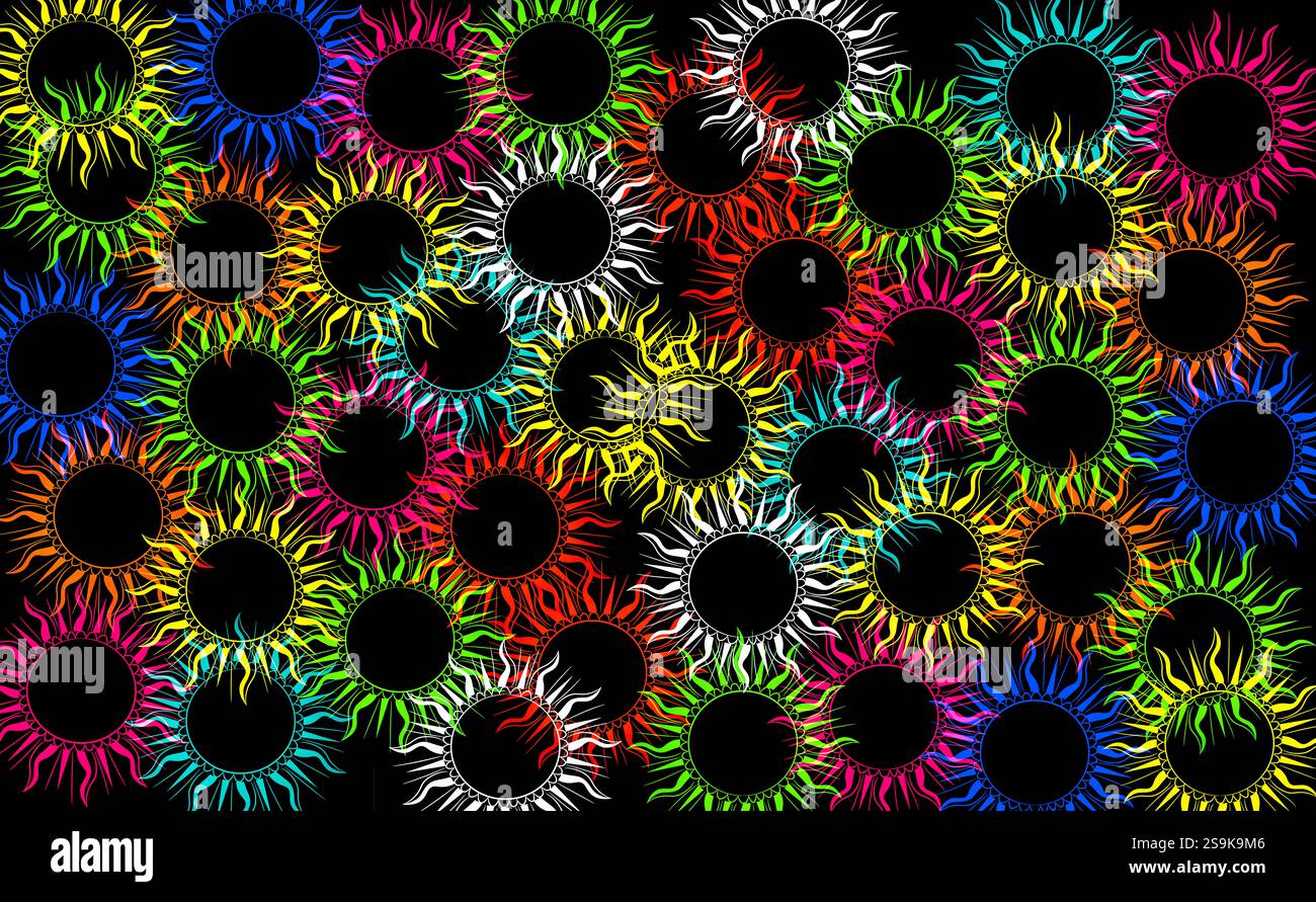 dynamic representation of sun shape, mystical sun crown with tongues of ...