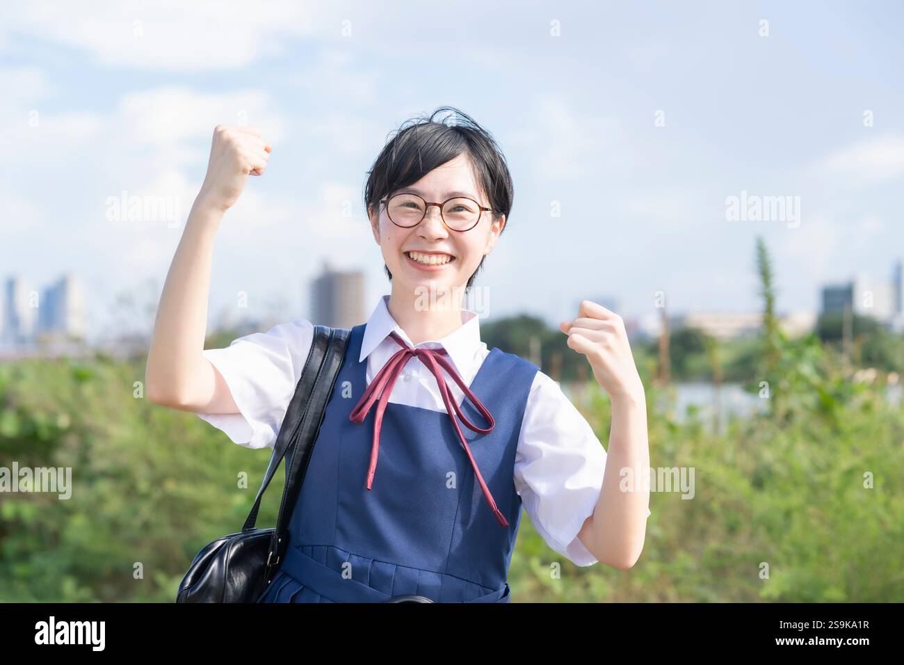 Smiling High School Girl Stock Photo - Alamy