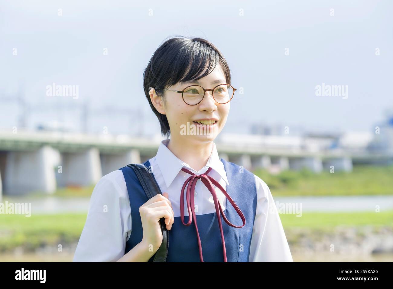 Smiling High School Girl Stock Photo - Alamy
