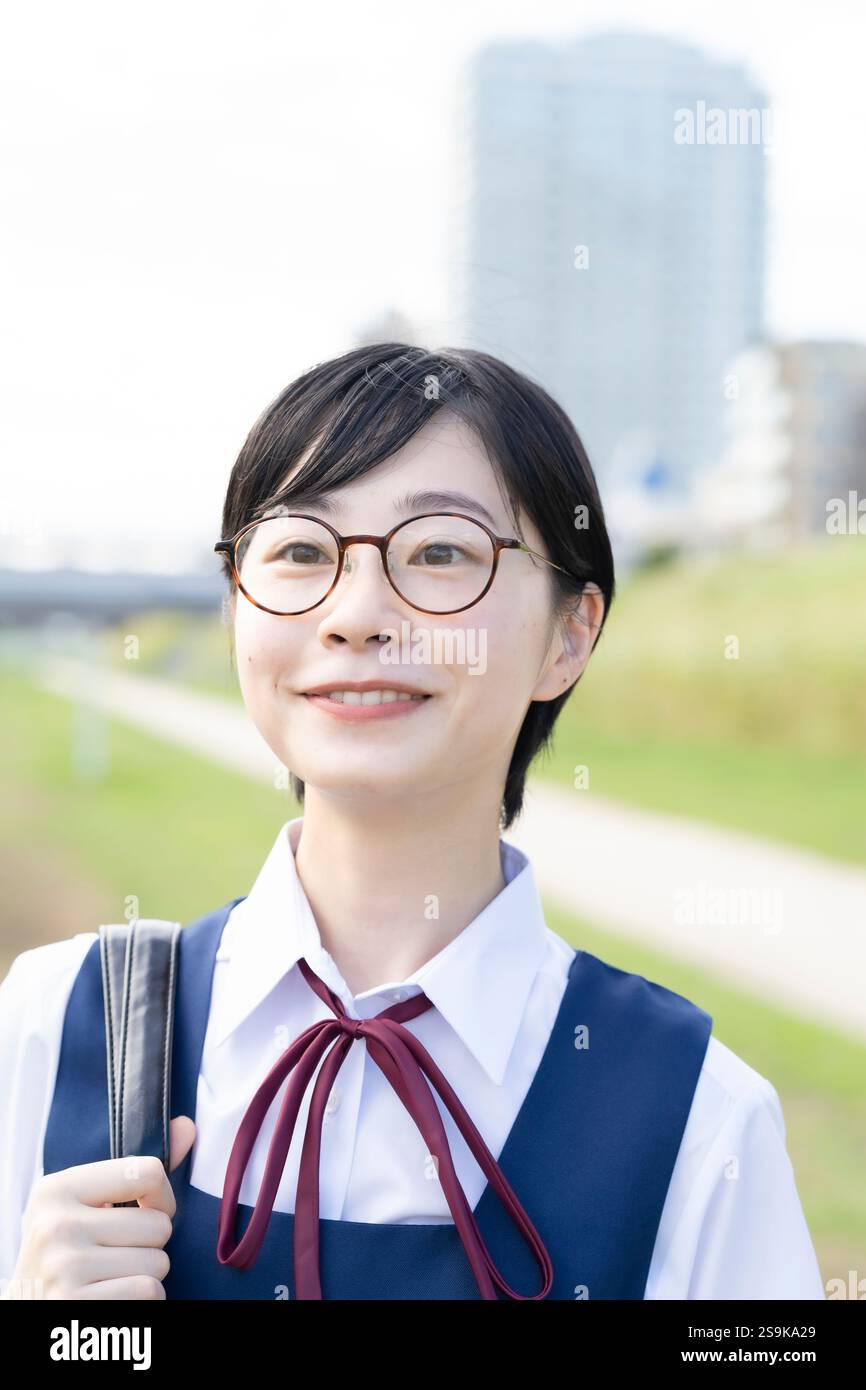Smiling High School Girl Stock Photo - Alamy
